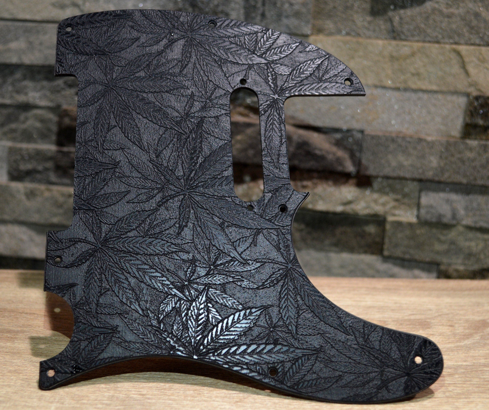 Custom Black Cannabis Textured Pickguard - Fits Fender Telecaster - US ...
