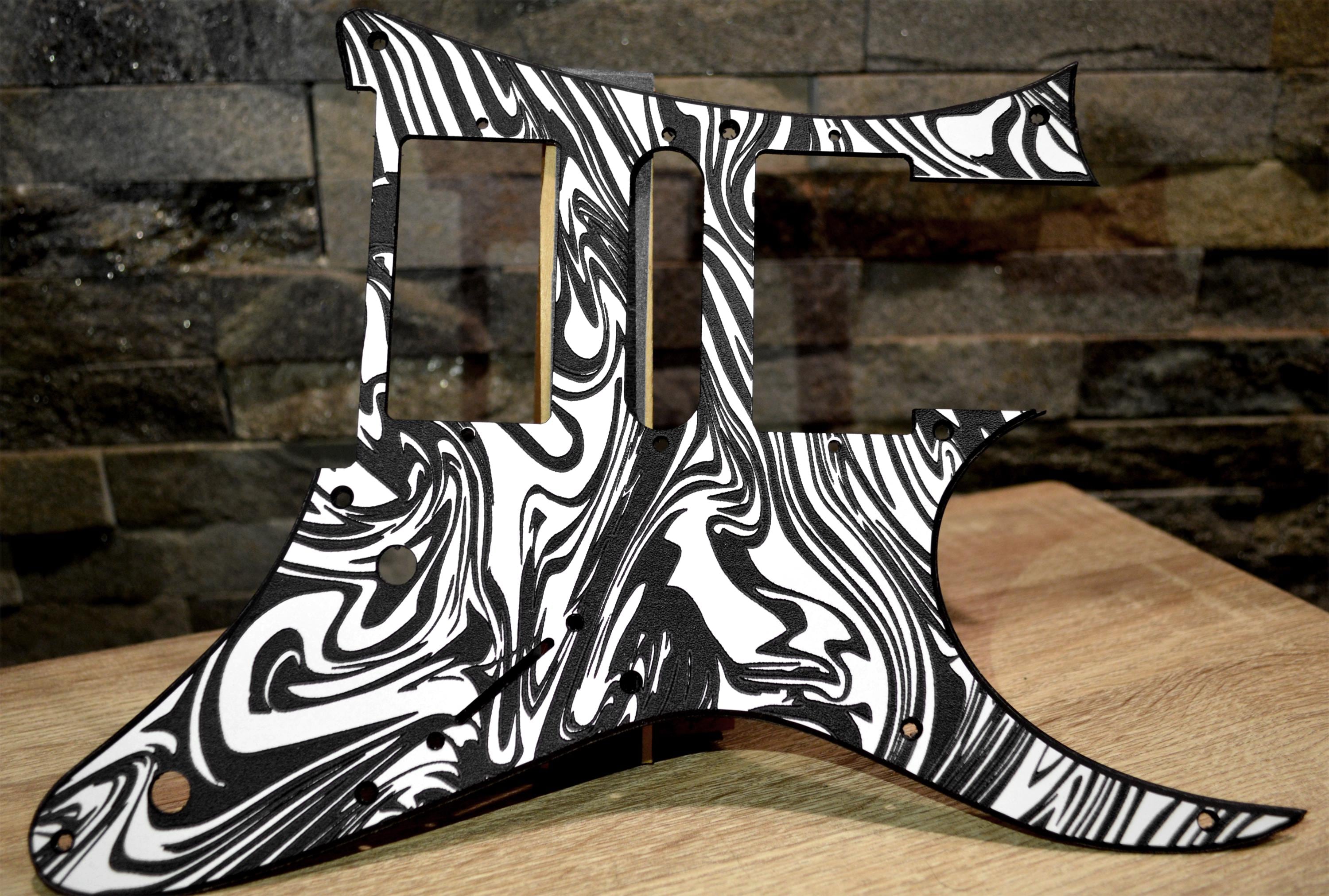 Custom Textured Black & White Swirl Pickguard IBANEZ JEM or RG550 Japa ...