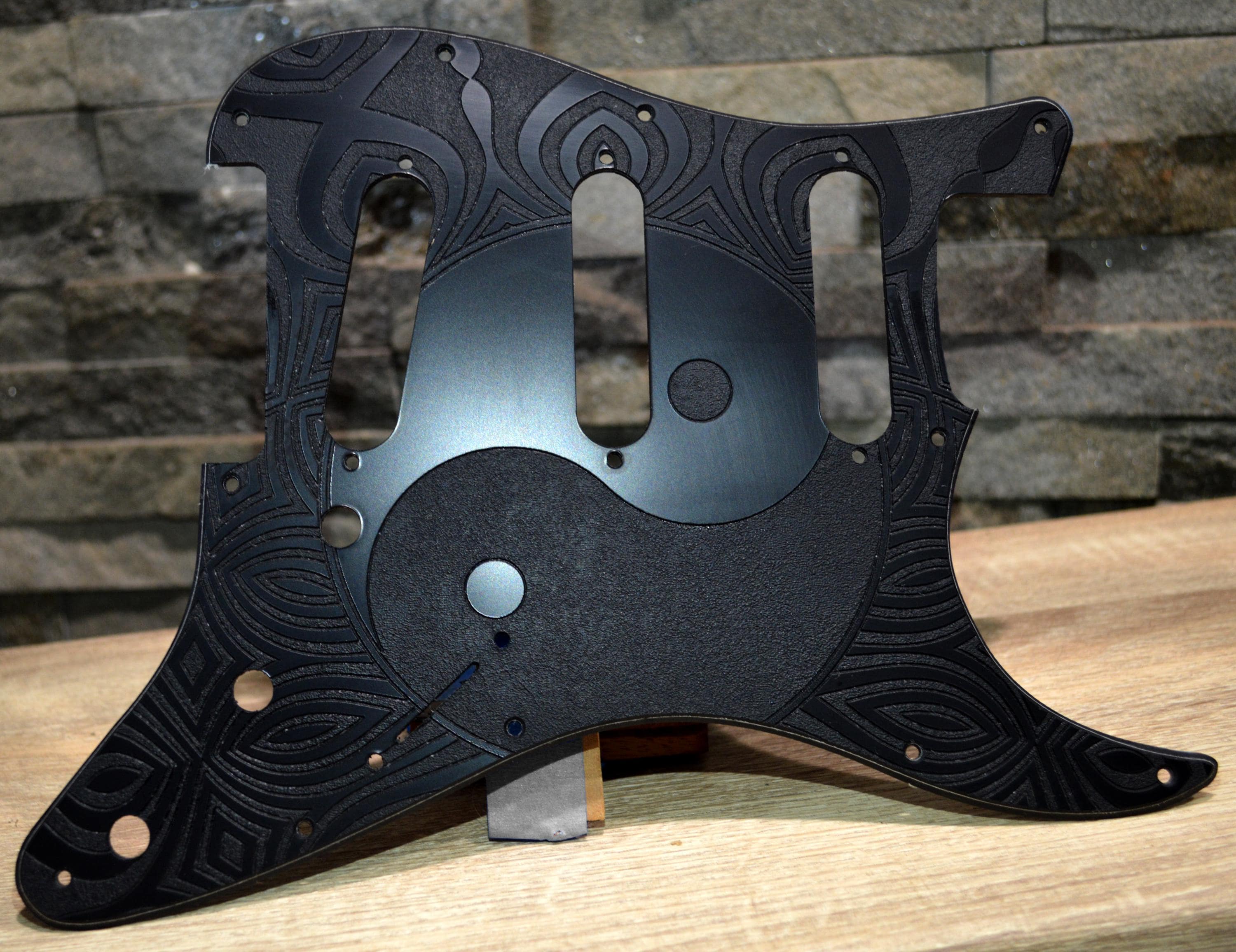 Custom Black Yinyang Textured Pickguard - Fits Fender Stratocaster - U ...